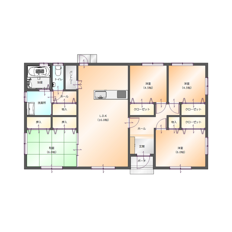 CHS-16【4LDK】平屋4～6人家族様にぴったりプラン - 平屋ウィズ｜茨城県筑西市・結城市・古河市の県西地域の平屋住宅専門店 シンプル＆無駄なく暮らす【平屋】という選択肢を応援します