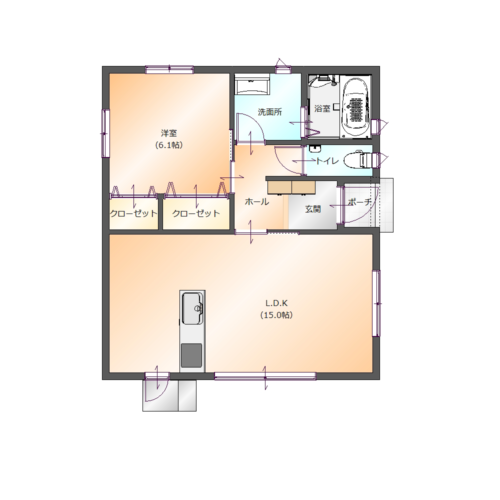 YEW-15【1LDK】平屋1～3人家族様にぴったりプラン - 平屋ウィズ｜茨城県筑西市・結城市・古河市の県西地域の平屋住宅専門店 シンプル＆無駄なく暮らす【平屋】という選択肢を応援します