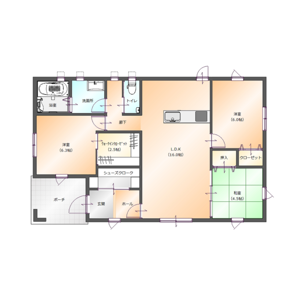 YEW-26【3LDK】平屋4～6人家族様にぴったりプラン - 平屋ウィズ｜茨城県筑西市・結城市・古河市の県西地域の平屋住宅専門店 シンプル＆無駄なく暮らす【平屋】という選択肢を応援します