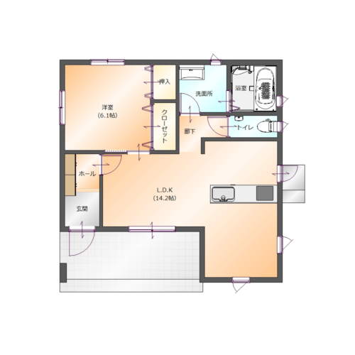 YS-18【1LDK】平屋1～3人家族様にぴったりプラン - 平屋ウィズ｜茨城県筑西市・結城市・古河市の県西地域の平屋住宅専門店 シンプル＆無駄なく暮らす【平屋】という選択肢を応援します