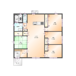 YS-28【4LDK】平屋4～6人家族様にぴったりプラン - 平屋ウィズ｜茨城県筑西市・結城市・古河市の県西地域の平屋住宅専門店 シンプル＆無駄なく暮らす【平屋】という選択肢を応援します